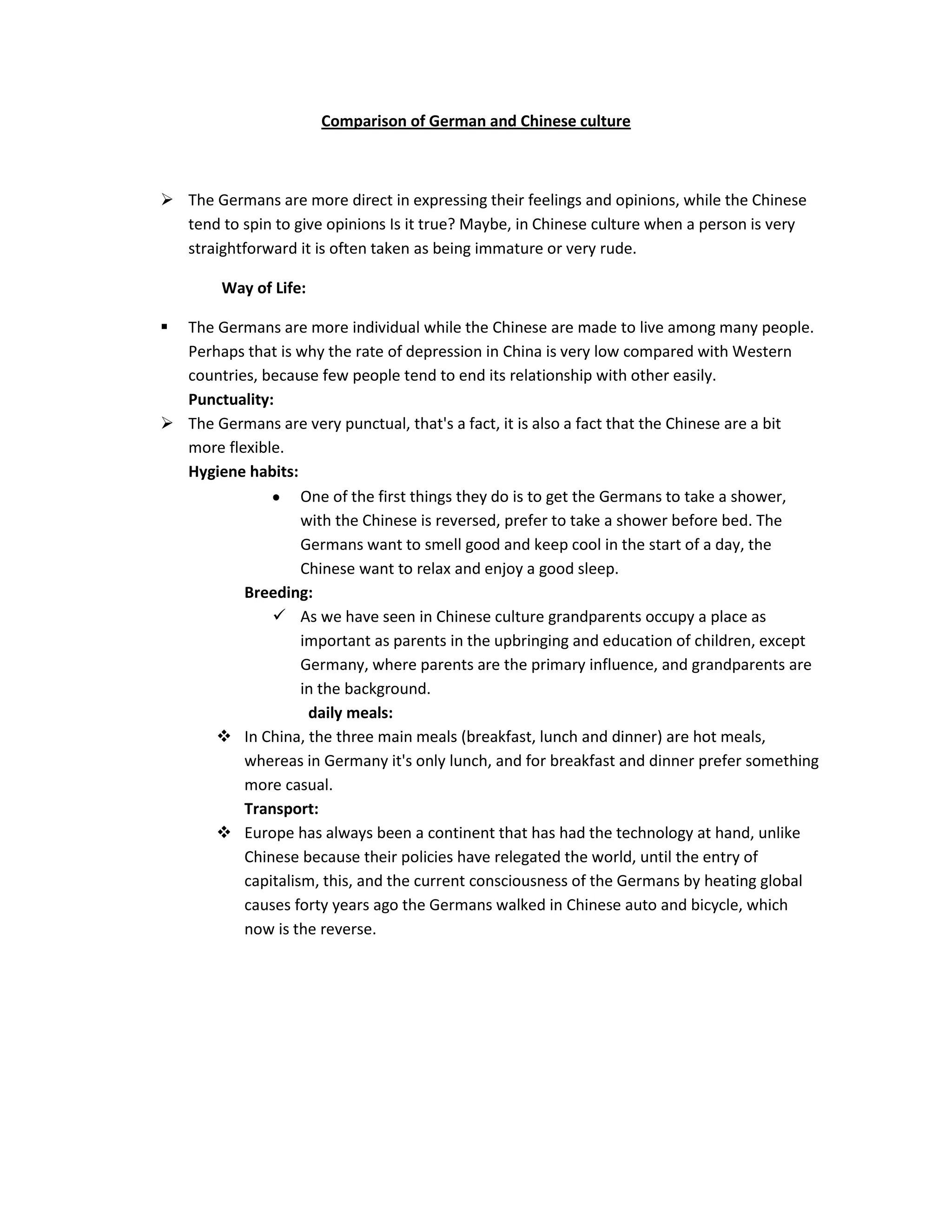 Comparison of german and chinese culture | DOCX