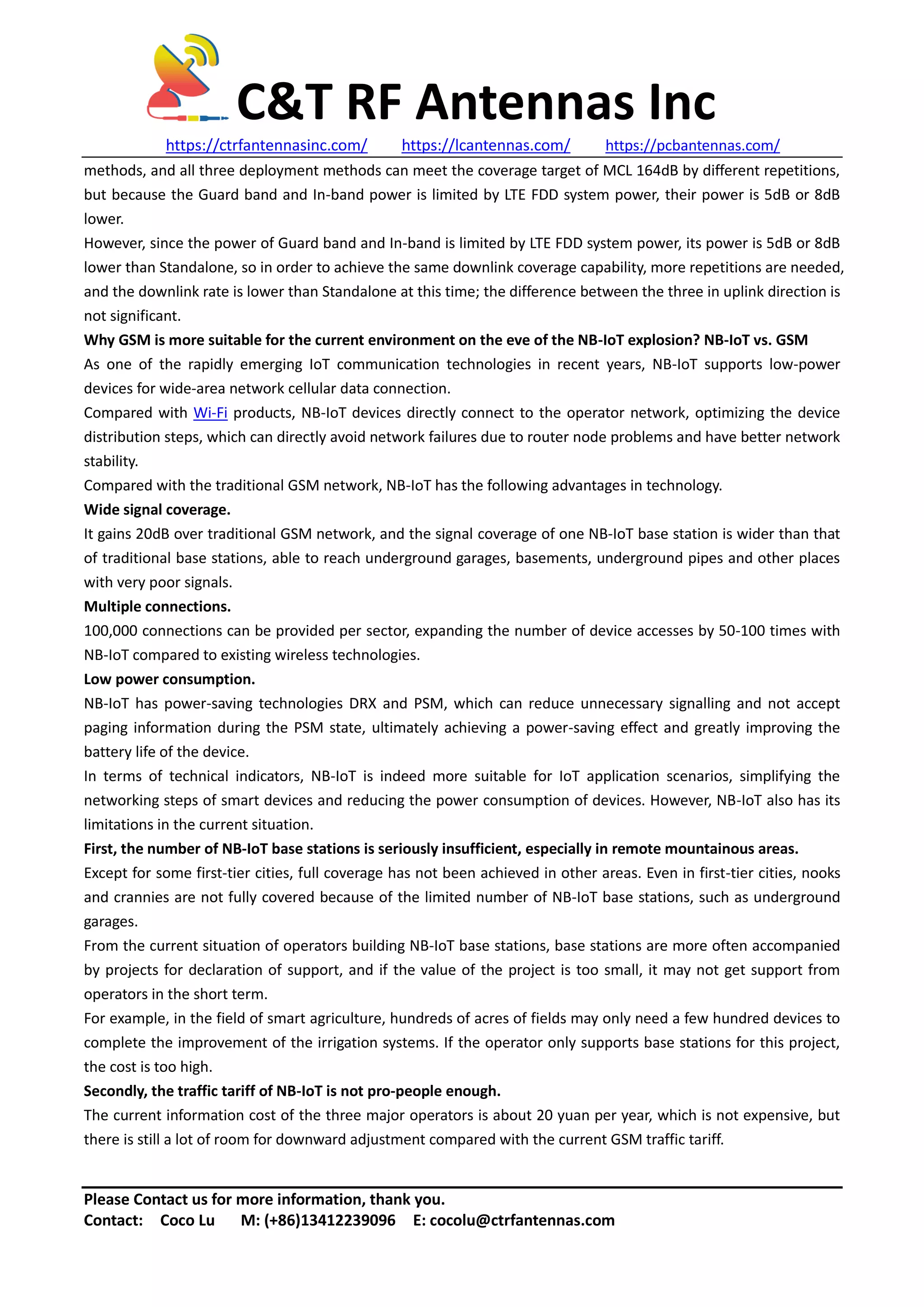 Comparison of GSM and NB-IoT Coverage Capability.pdf | Internet of Things | Internet