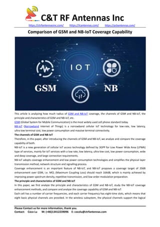 Comparison of GSM and NB-IoT Coverage Capability.pdf | Internet of Things | Internet