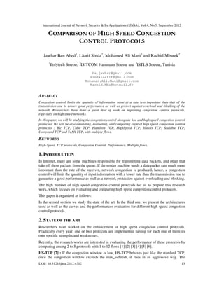 COMPARISON OF HIGH SPEED CONGESTION CONTROL PROTOCOLS | PDF