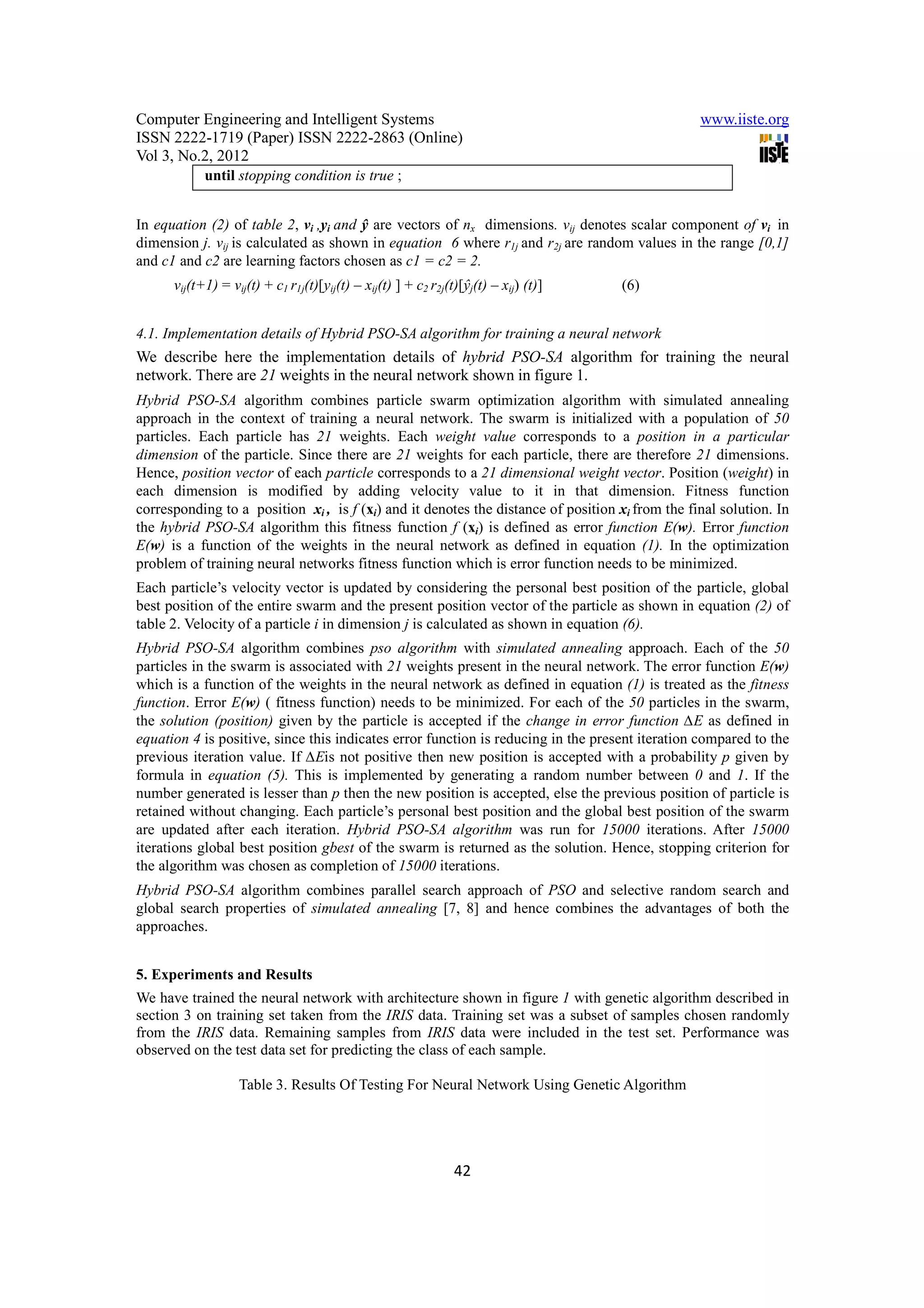 Comparison Of Hybrid Pso Sa Algorithm And Genetic Algorithm For Classification Pdf