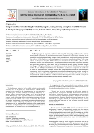 Comparison of Innovative Teaching Tools In Embryology In Learning ...