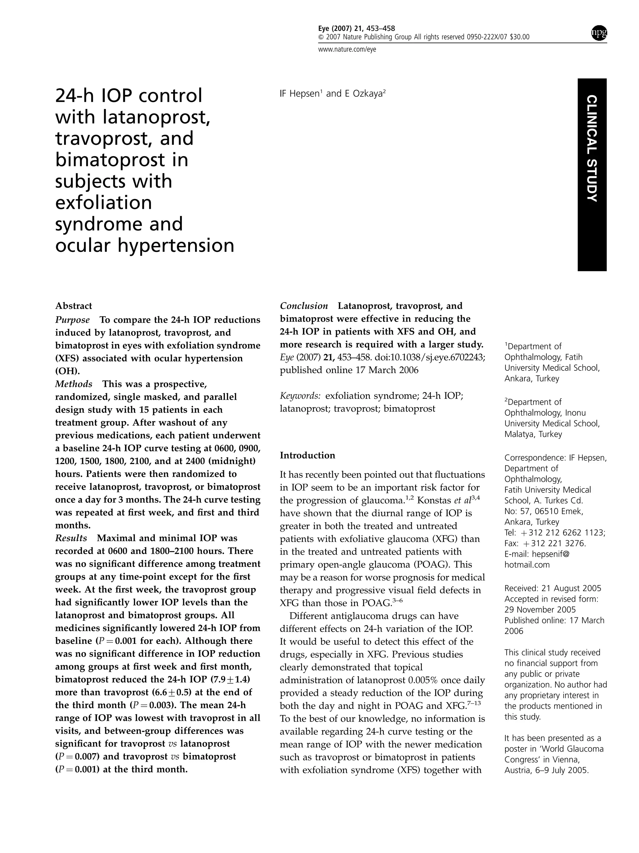 Comparison of latanoprost, bimatoprost and travoprost | PDF