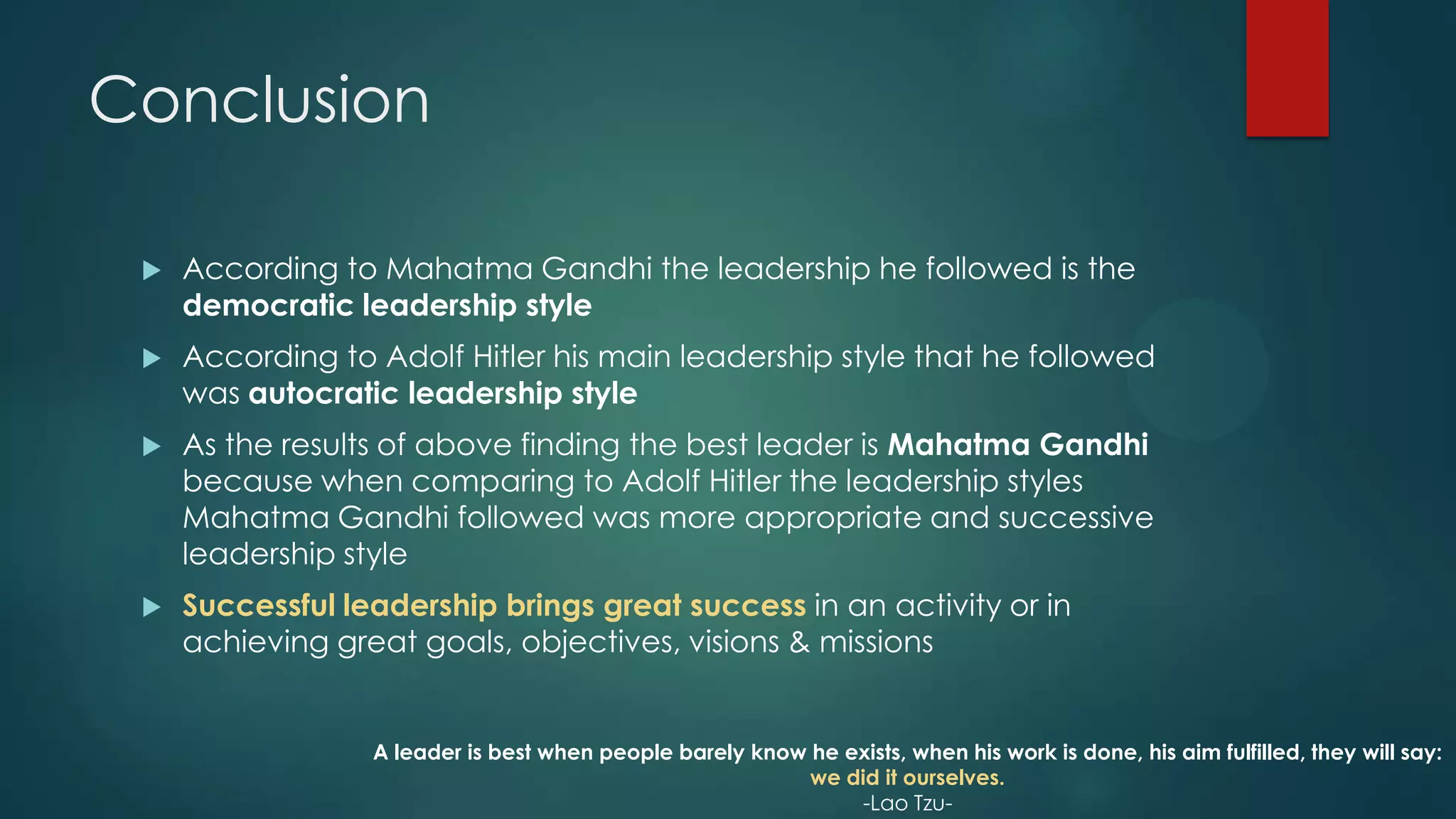 Leadership: Comparison of leadership between different leaders | PPTX