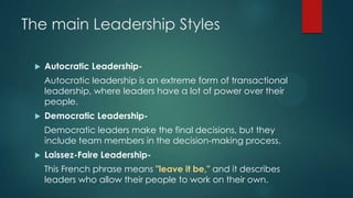 Leadership: Comparison of leadership between different leaders | PPTX