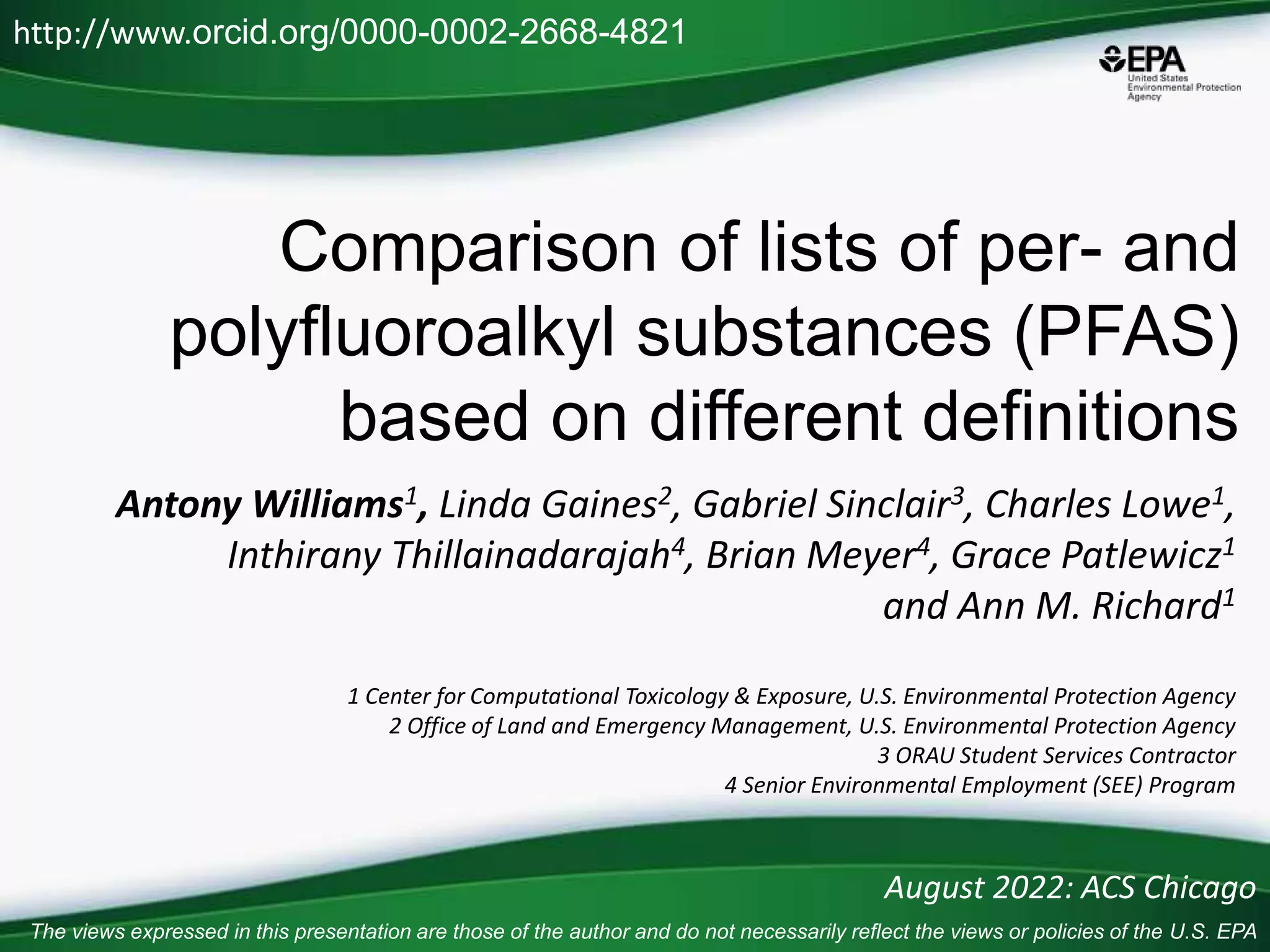 Comparison of lists of per- and polyfluoroalkyl substances (PFAS) based on different definitions ...