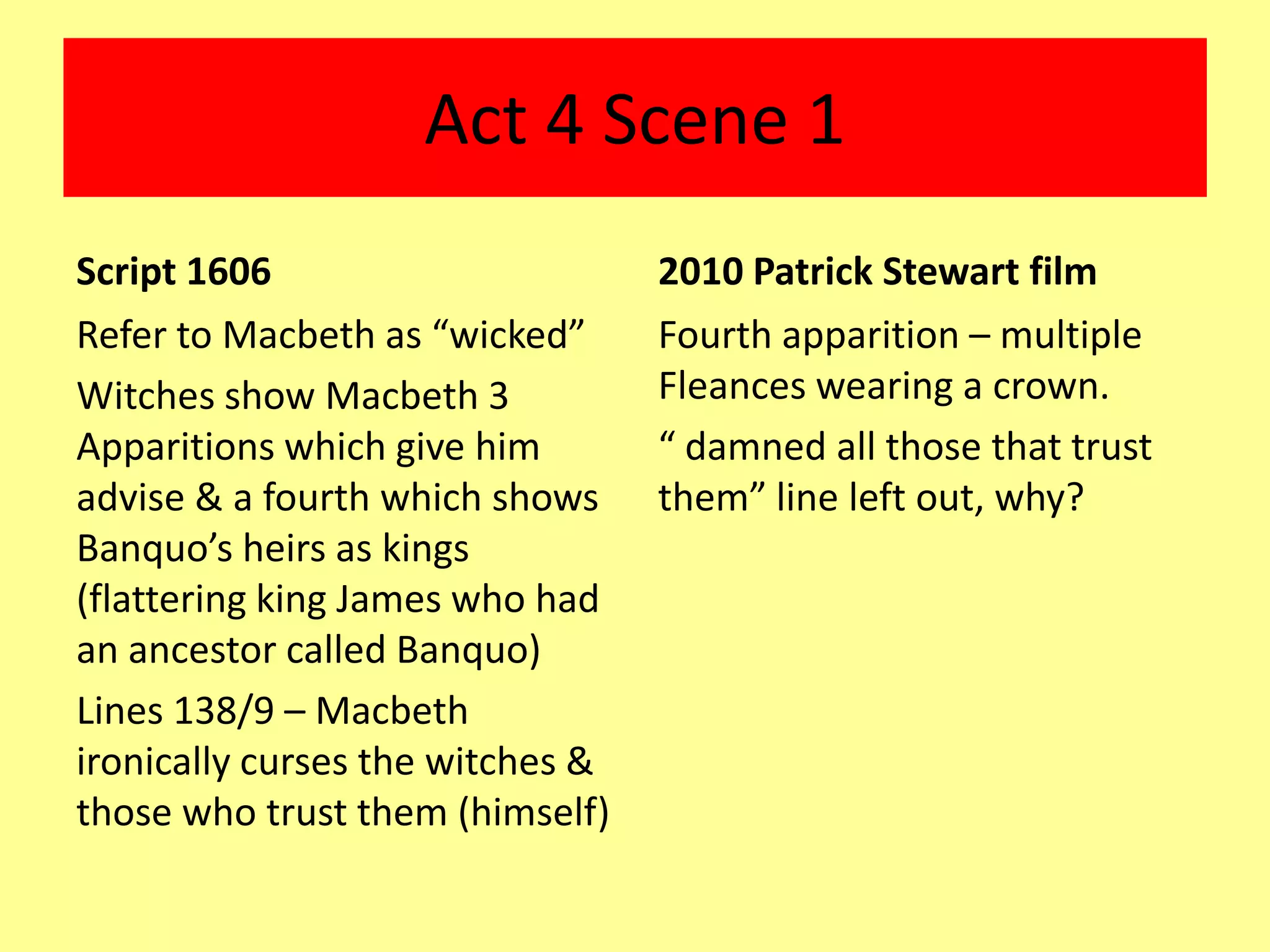 Comparison of macbeth script & film adaption | PPTX