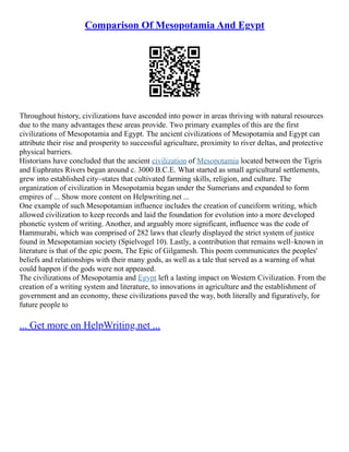 Comparison Of Mesopotamia And Egypt | PDF