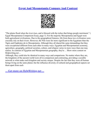 Comparison Of Mesopotamia And Egypt | PDF