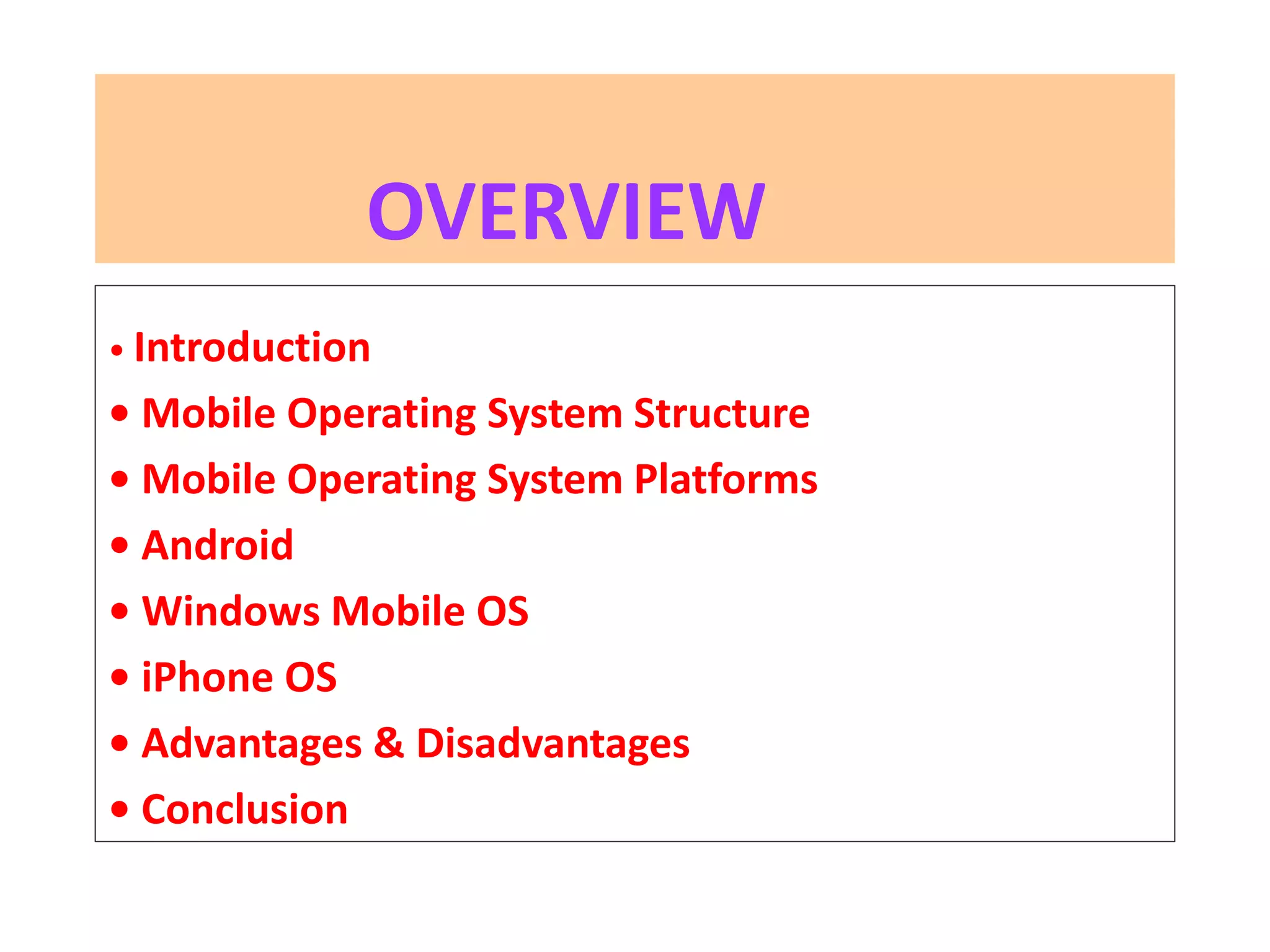 Comparison of mobile operating systems | PPTX