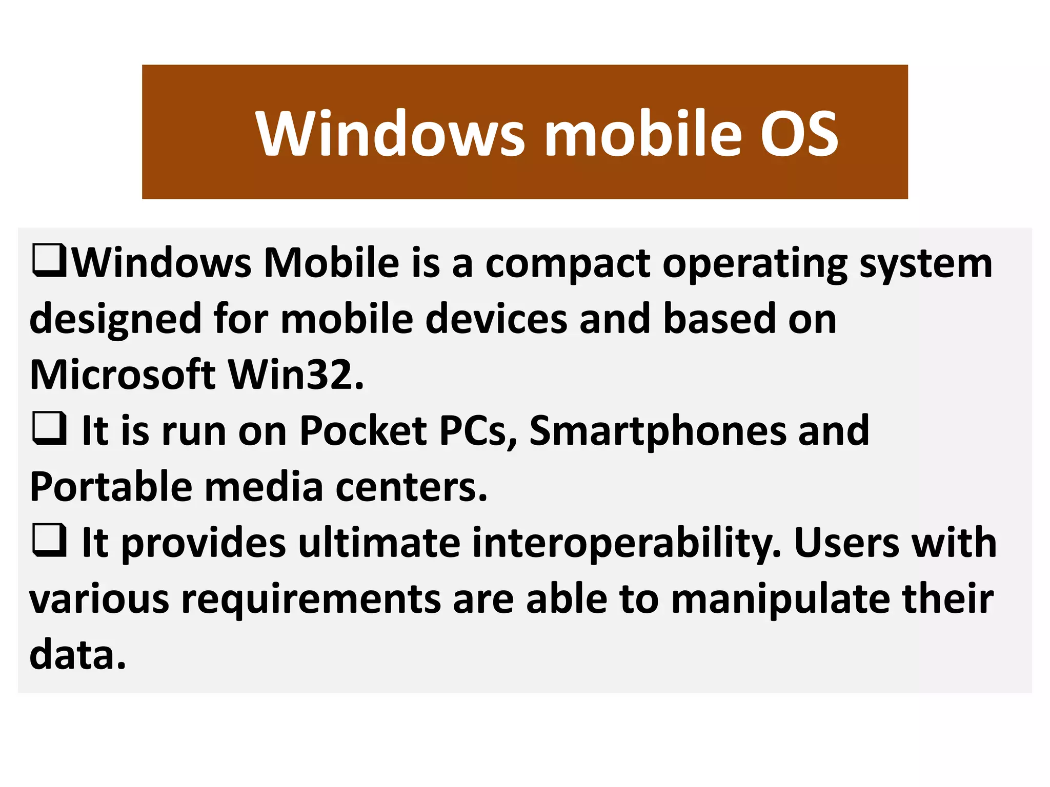 Comparison of mobile operating systems | PPTX