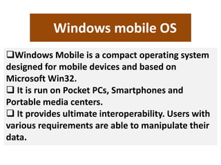 Comparison of mobile operating systems | PPTX