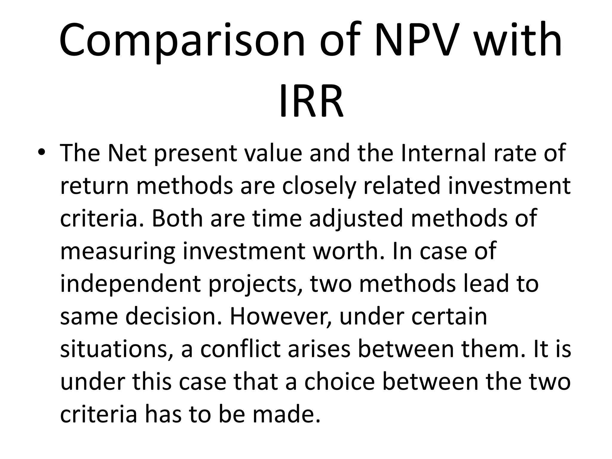 Comparison of npv with irr | PPTX