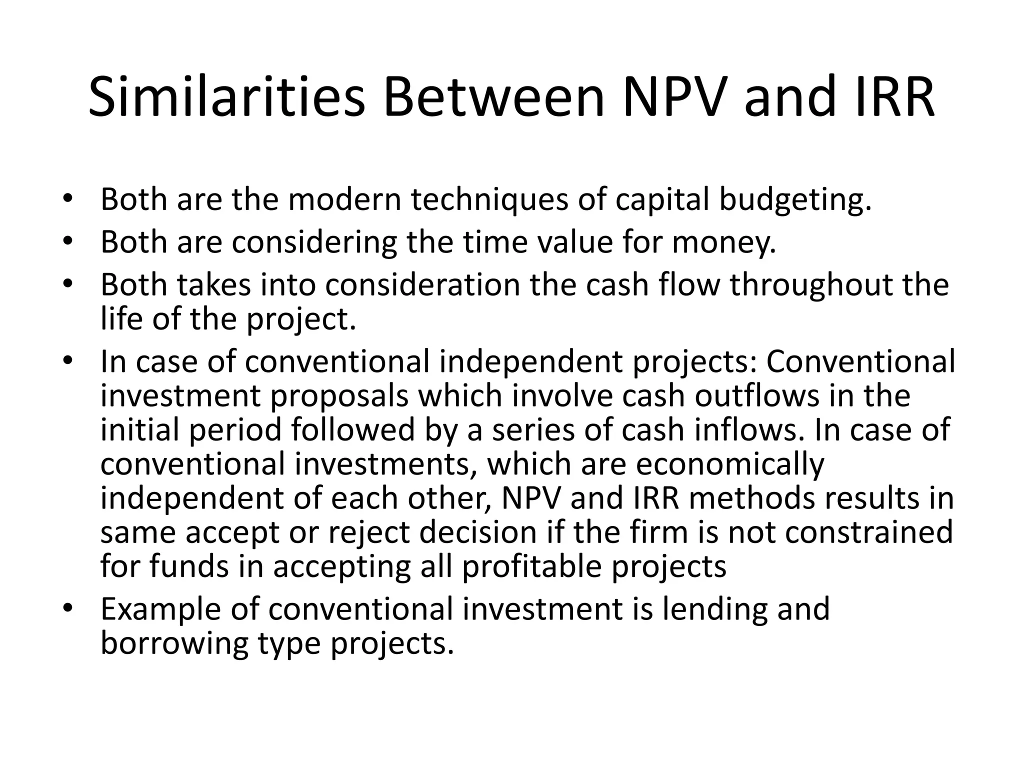 Comparison of npv with irr | PPTX | Business Accounting & Finance | Business
