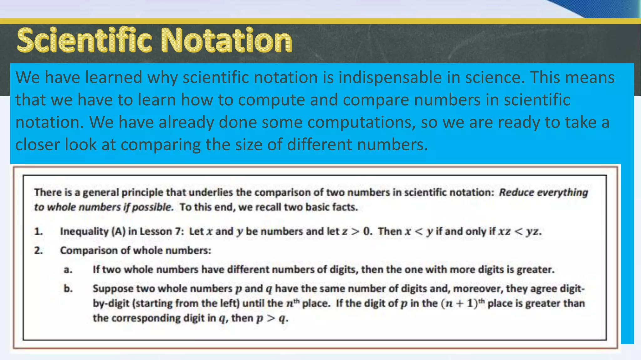 Comparison of number written in scientific notation | PPTX