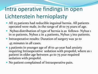 COMPARISON OF OPEN LICHTENSTEINE UNDER LOCAL AGAINST LAP.TEP UNDER ...