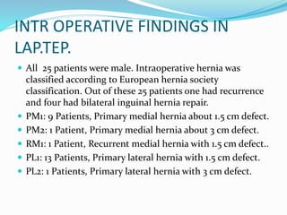 COMPARISON OF OPEN LICHTENSTEINE UNDER LOCAL AGAINST LAP.TEP UNDER ...