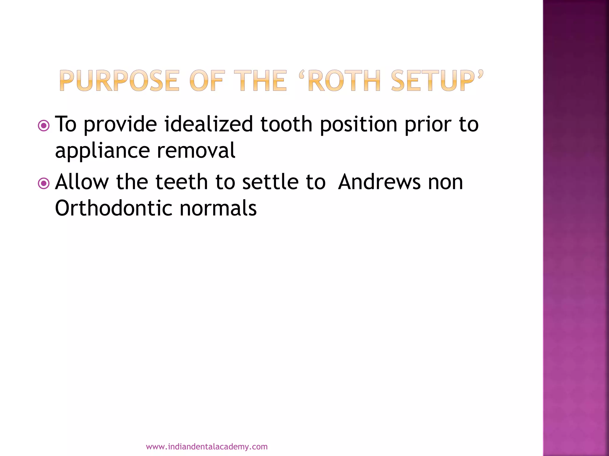 Comparison of The Roth prescription,Alexander prescription & MBT ...