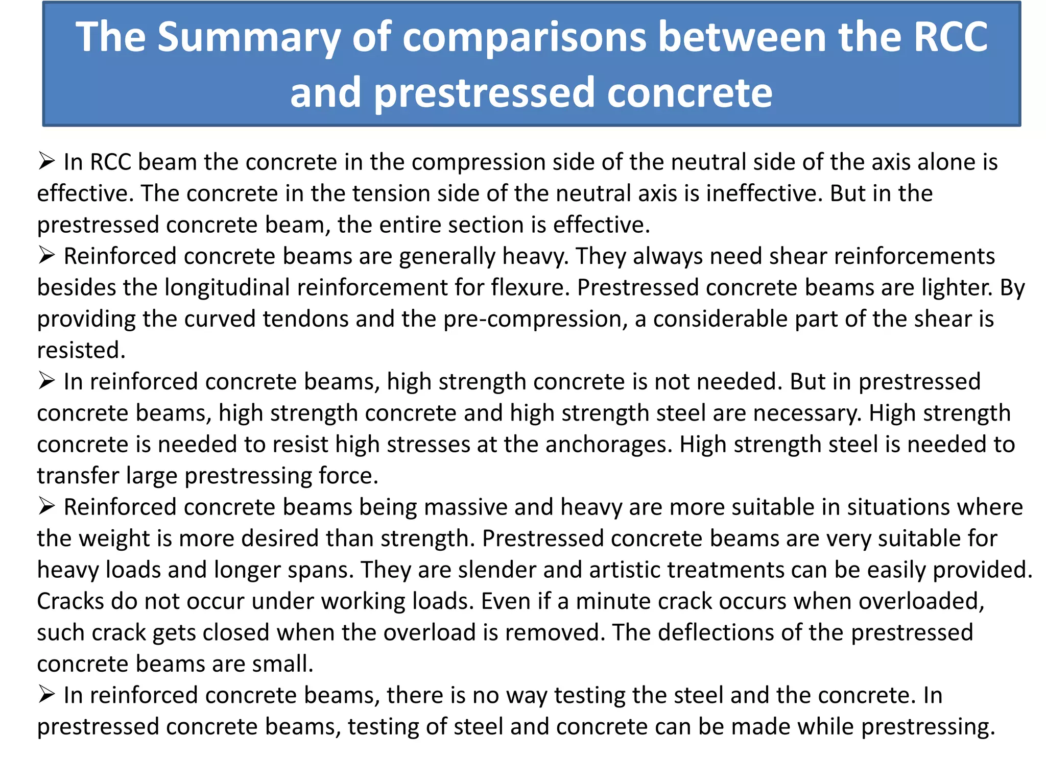 Comparison of reinforced concrete and prestressed concrete | PPTX
