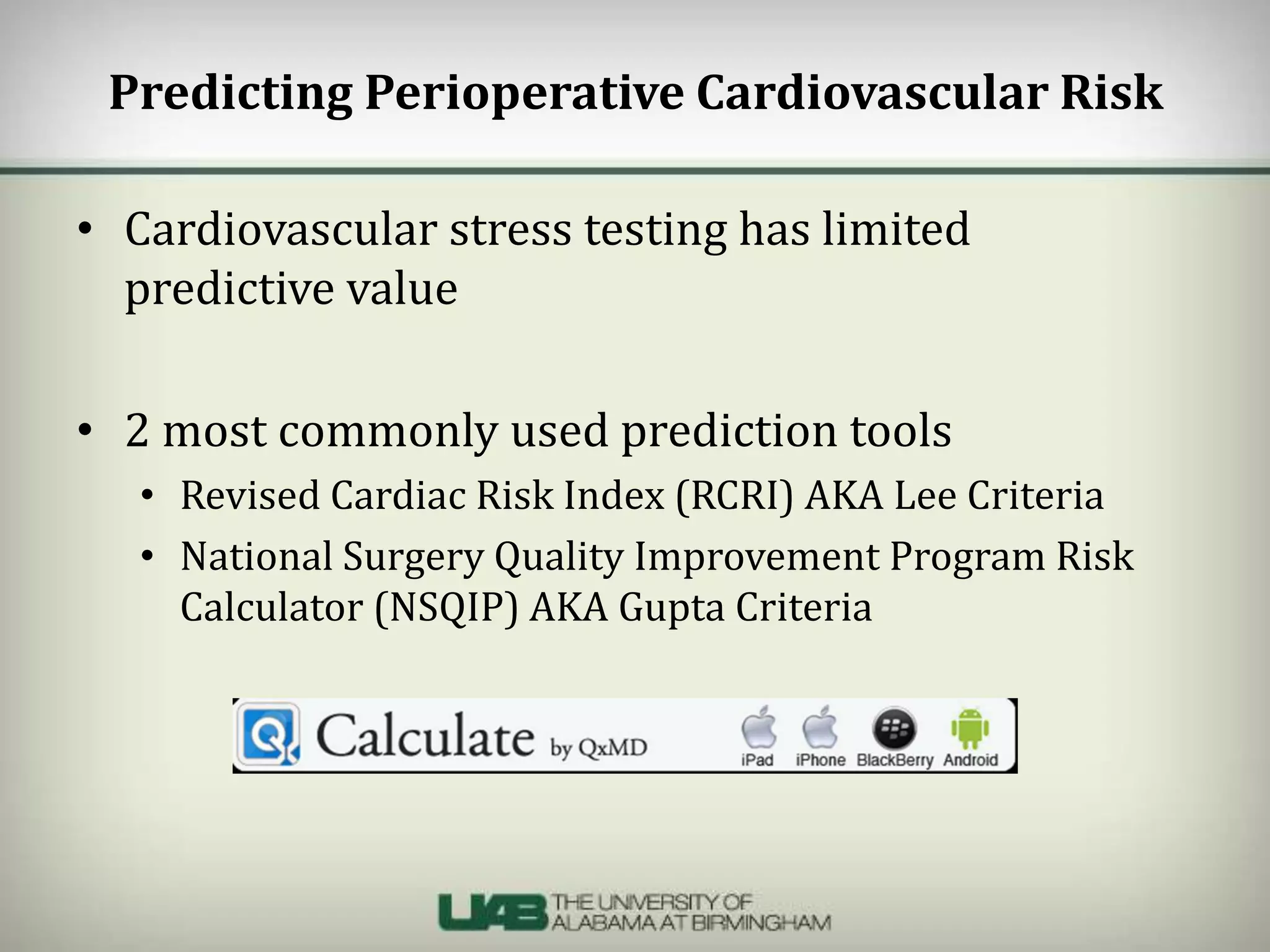 Comparison of cardiac preoperative risk prediction indices | PPTX