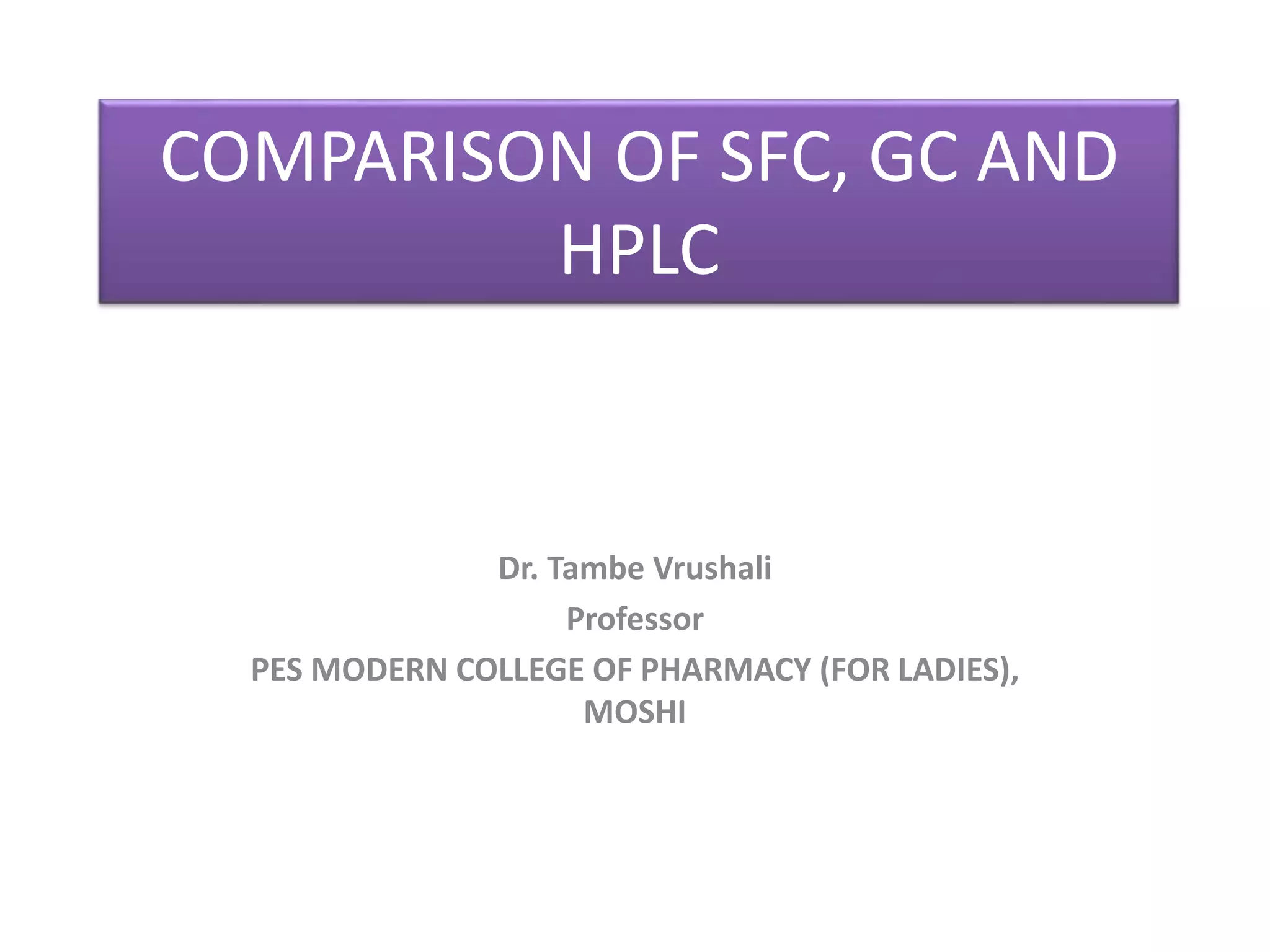 Comparison of sfc, gc and hplc | PPTX