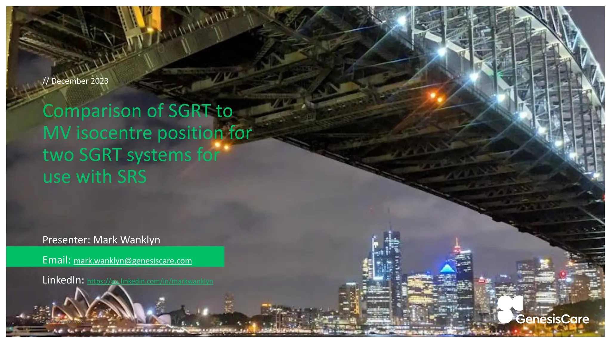 Comparison of SGRT to MV isocentre position for two SGRT systems for ...