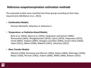 Comparison of some reference evapotranspiration equations | PPT