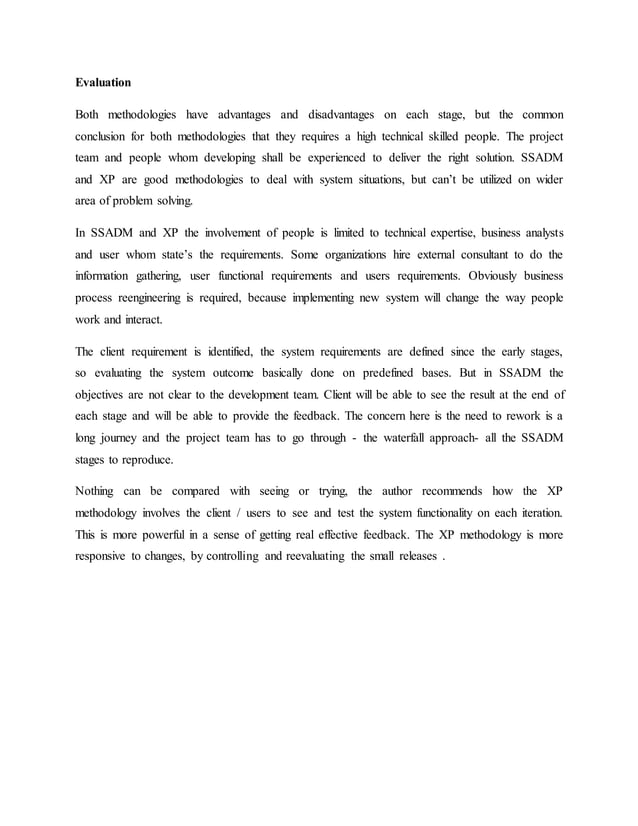 Comparison of SSADM and XP using NIMSAD framework | PDF