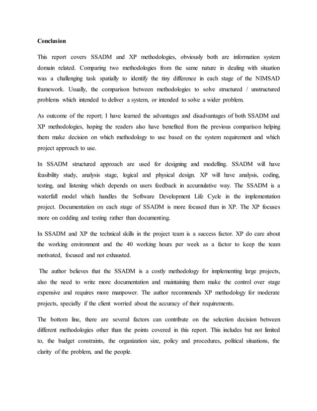 Comparison of SSADM and XP using NIMSAD framework | PDF