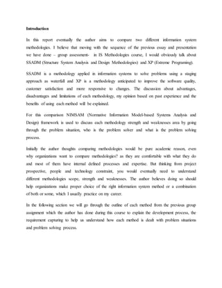 Comparison of SSADM and XP using NIMSAD framework | PDF