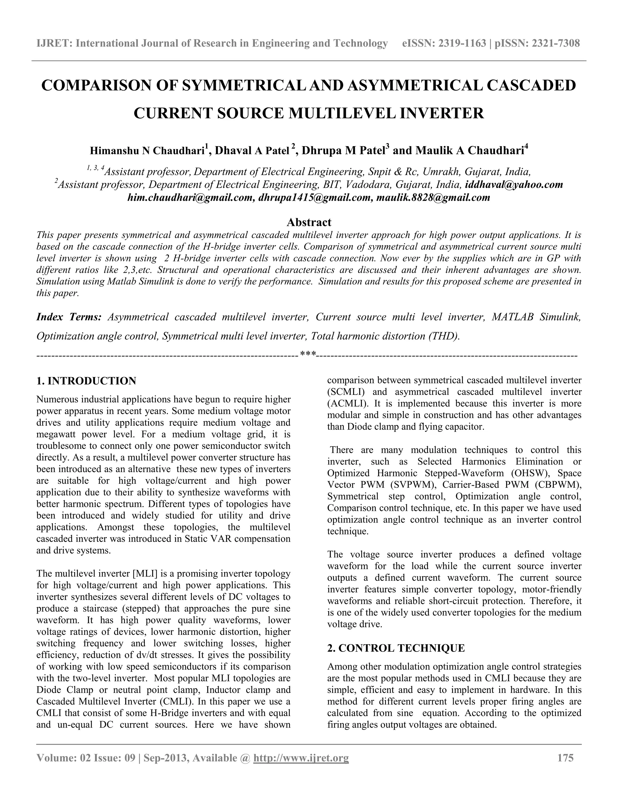 Comparison of symmetrical and asymmetrical cascaded current source ...