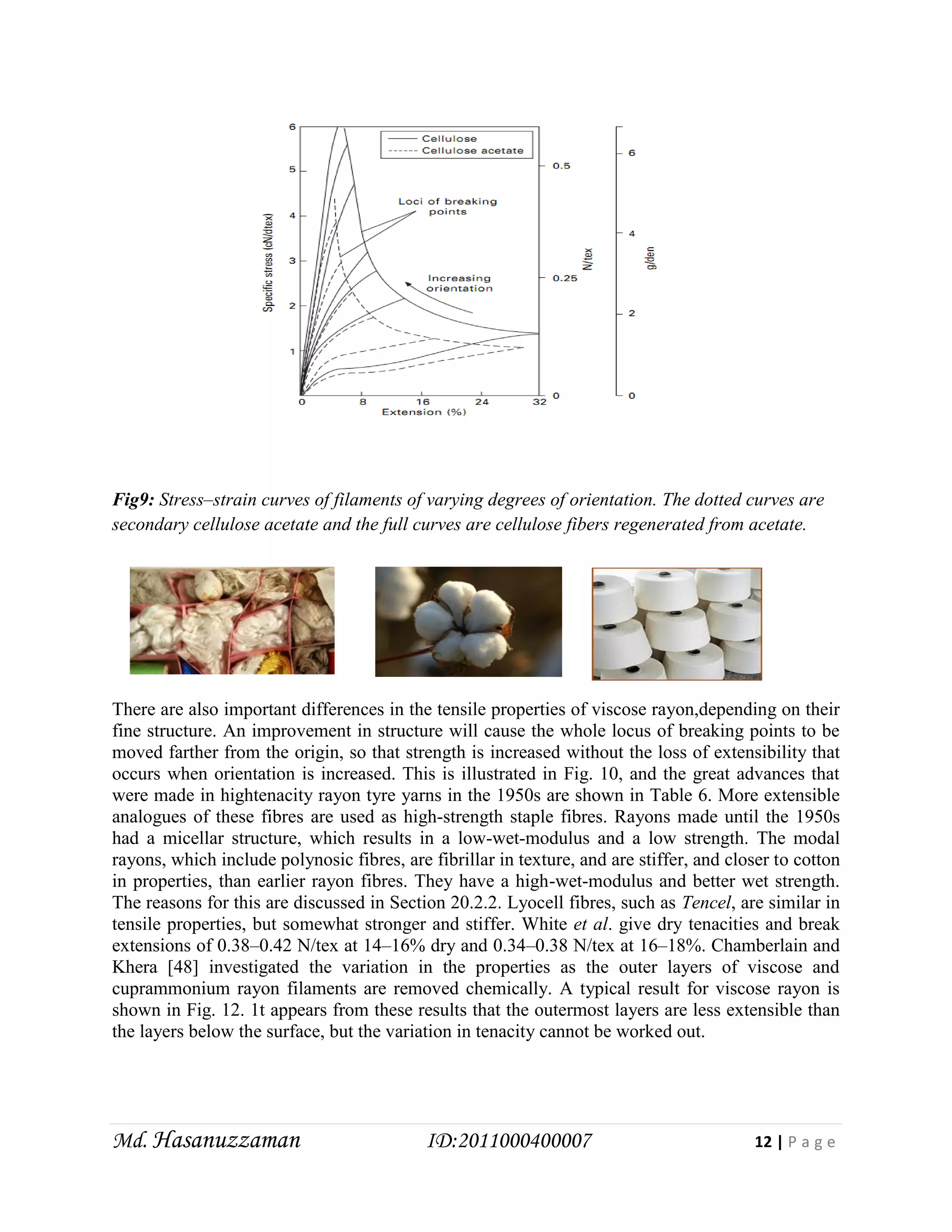 Comparison of tensile properties of textile fibre | PDF