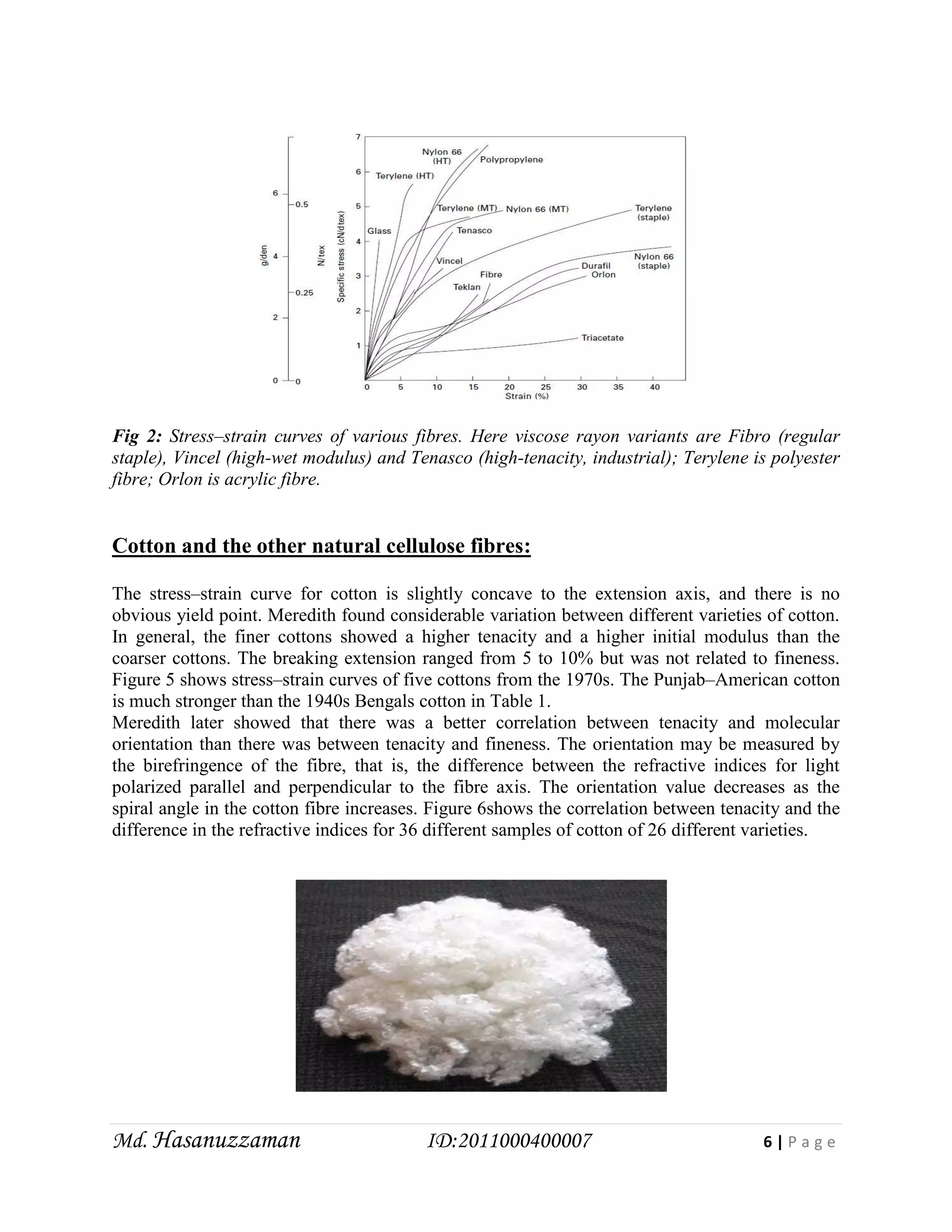 Comparison of tensile properties of textile fibre | PDF