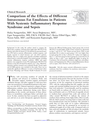 Comparison of the effects of different intravenous fat emulsions in patients with sirs and ...