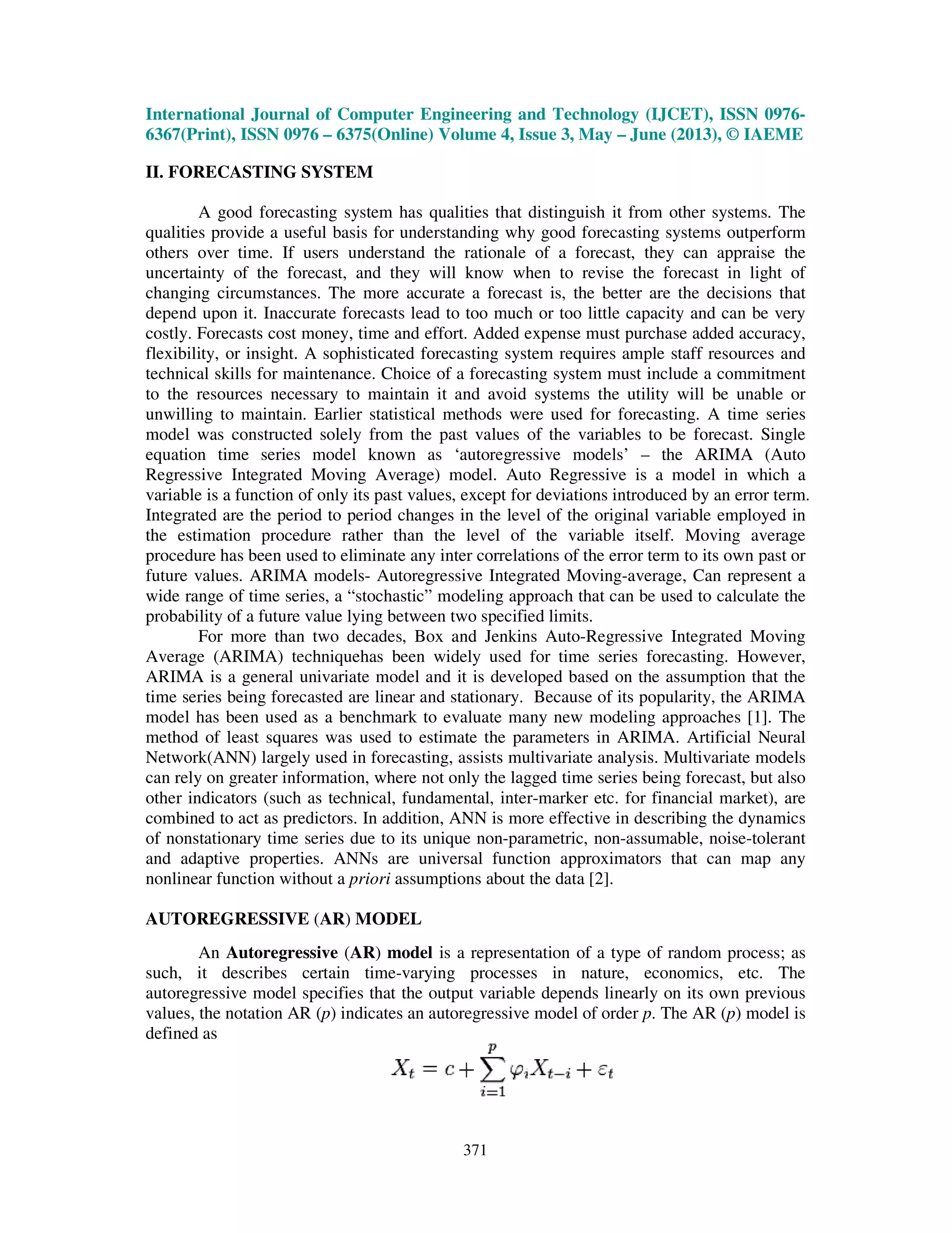 Comparison of the forecasting techniques – arima, ann and svm a review-2 | PDF