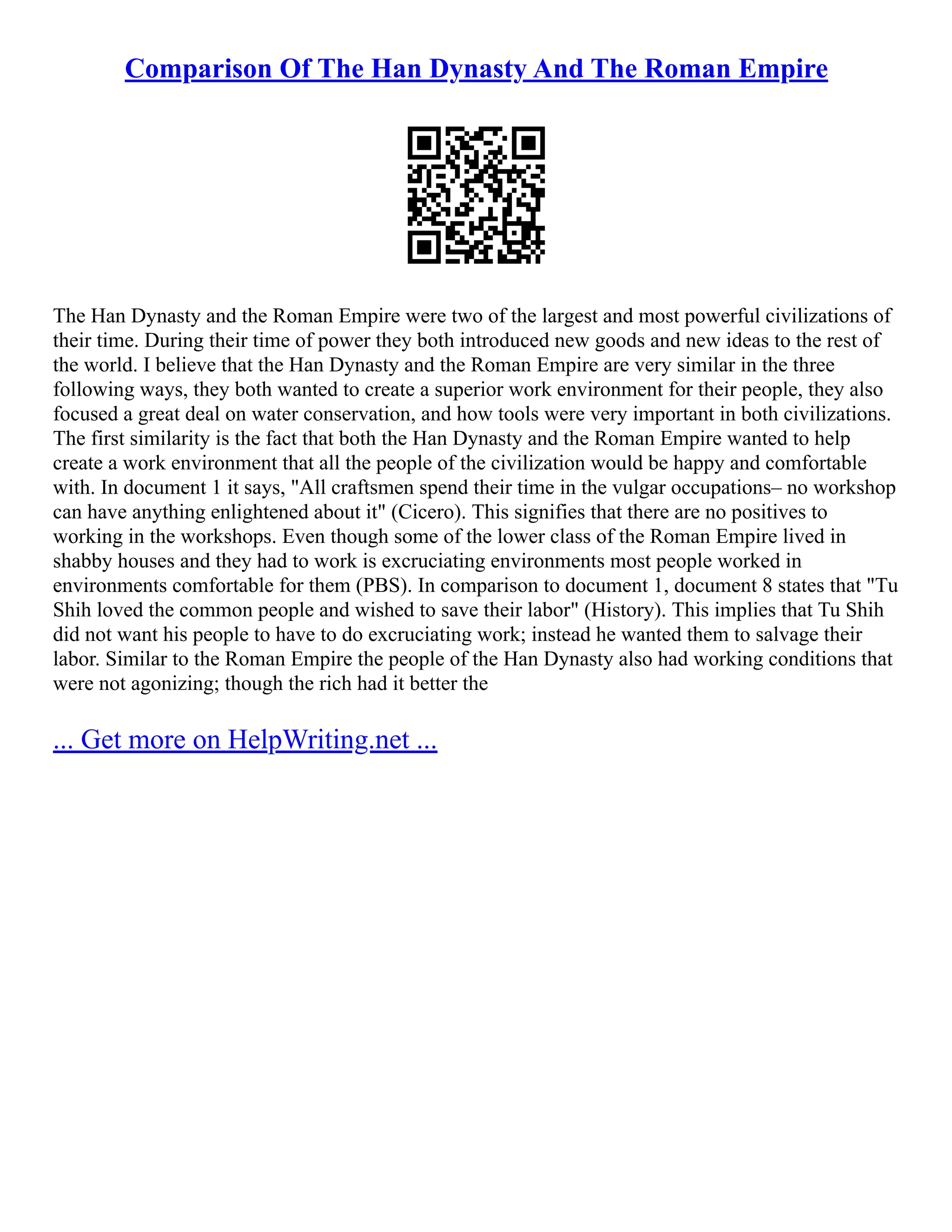 Comparison Of The Han Dynasty And The Roman Empire | PDF