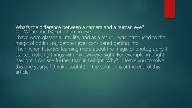 Comparison of the human eye to a camera by Mohsin memon | PPTX