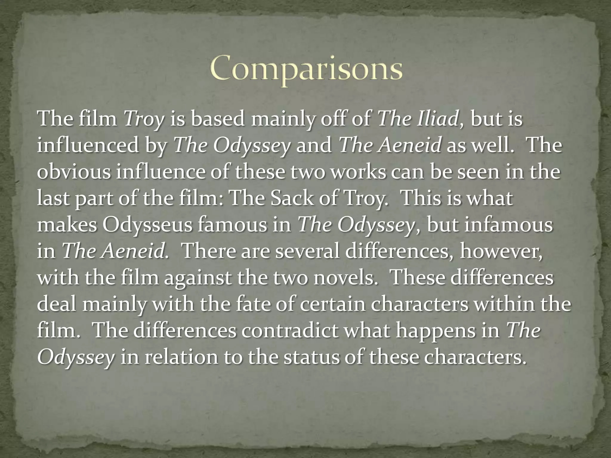 Comparison of The Odyssey and Troy | PPTX