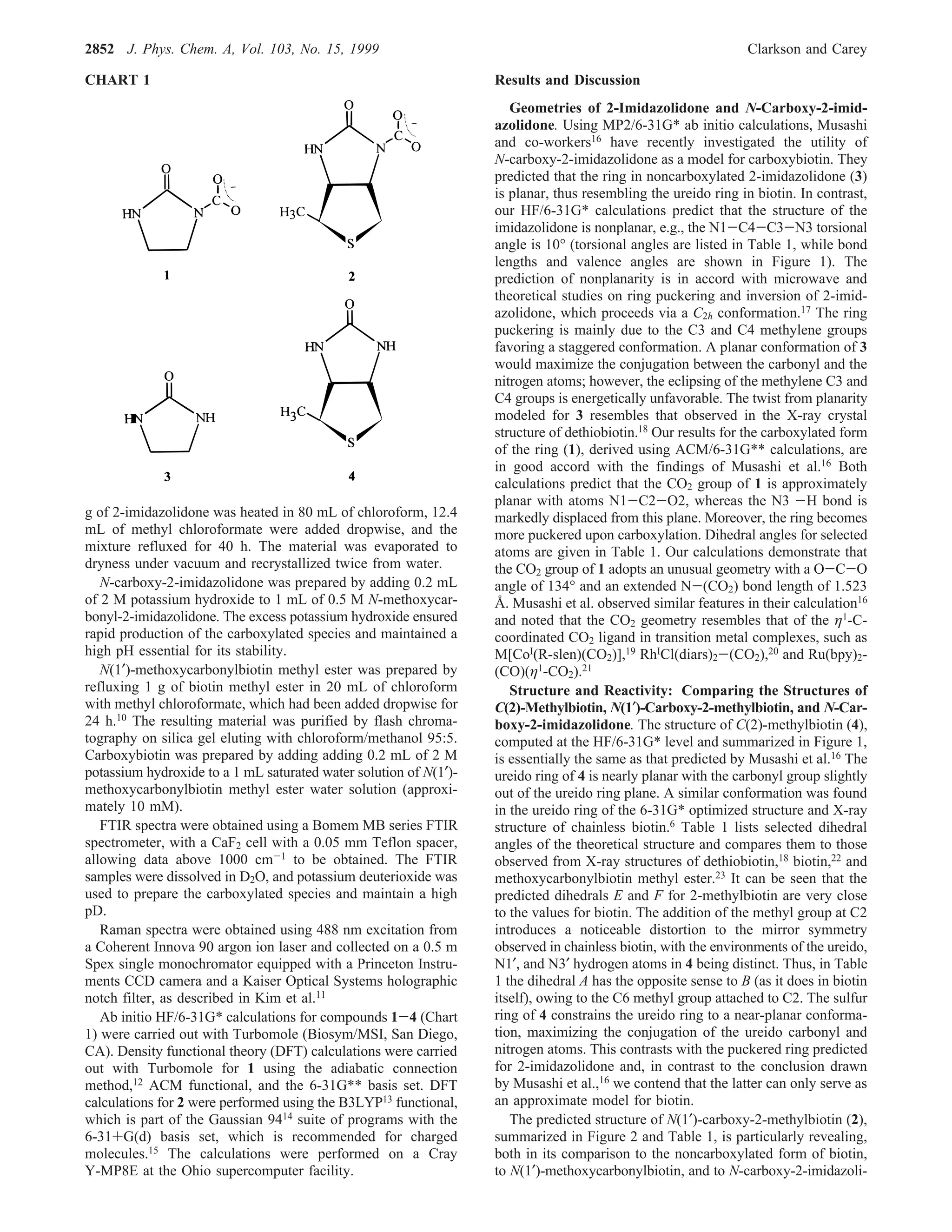 Comparison of the structures and vibrational modes of carboxybiotin and ...
