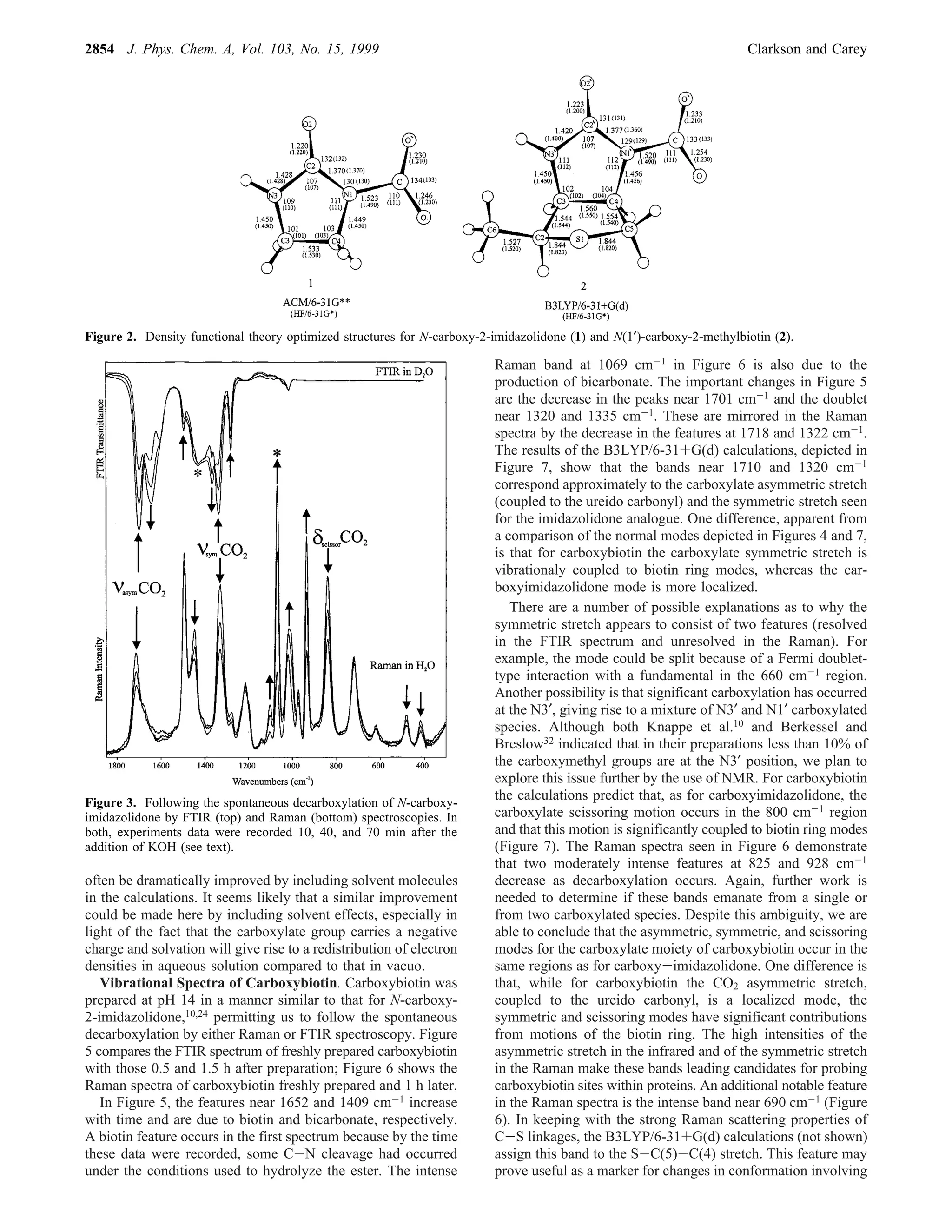 Comparison of the structures and vibrational modes of carboxybiotin and ...