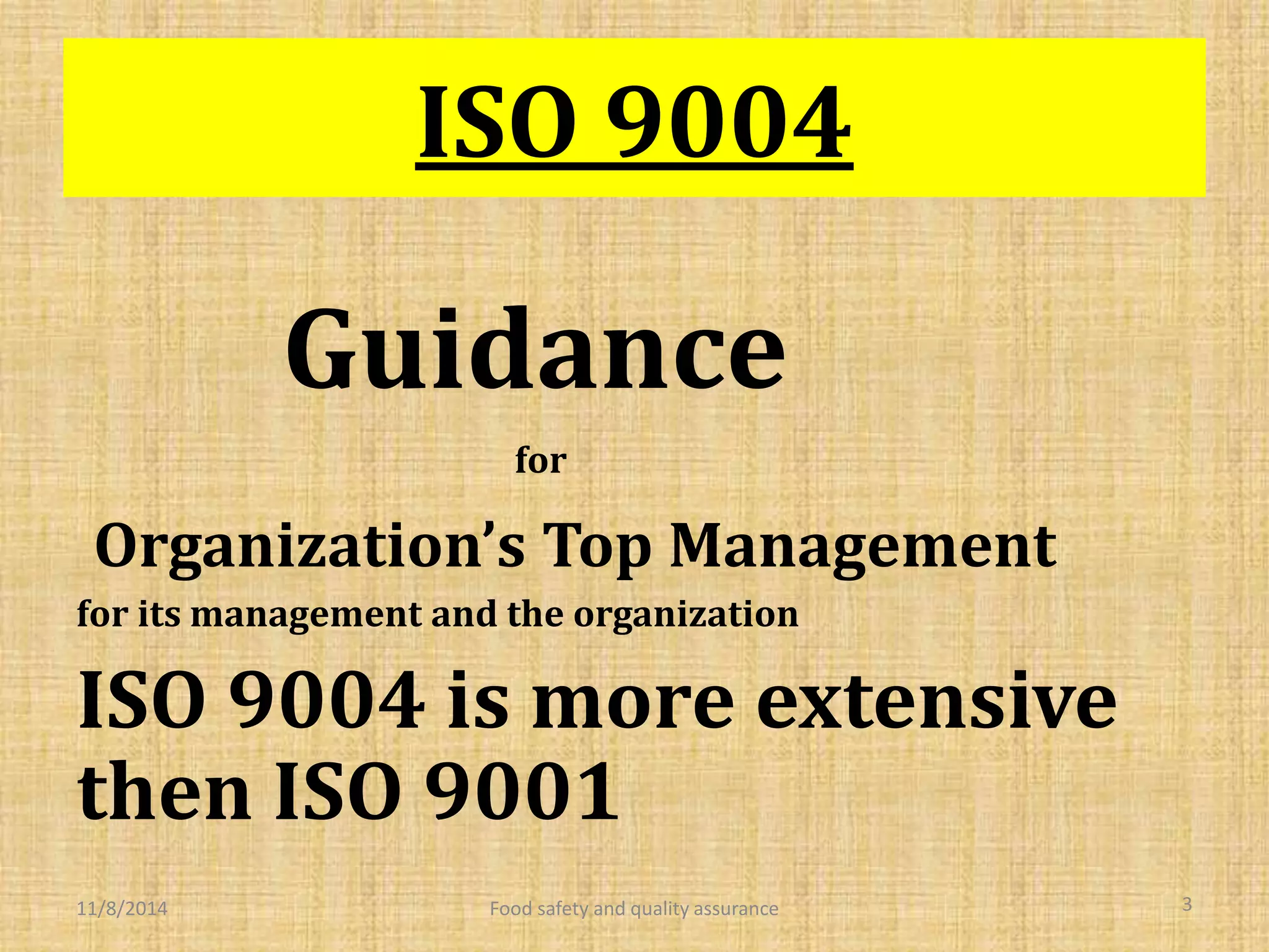 Comparison of the two systems iso 9001 and iso 9004 clause 5 | PPTX | Food Industry | Industries
