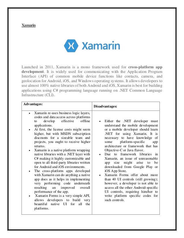 COMPARISON OF TOP FOUR CROSS PLATFORM APP DEVELOPMENT FRAMEWORKS – IONIC VS PHONEGAP VS XAMARIN ...