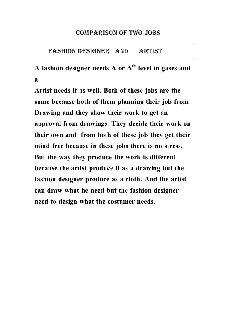 Comparison of two jobs