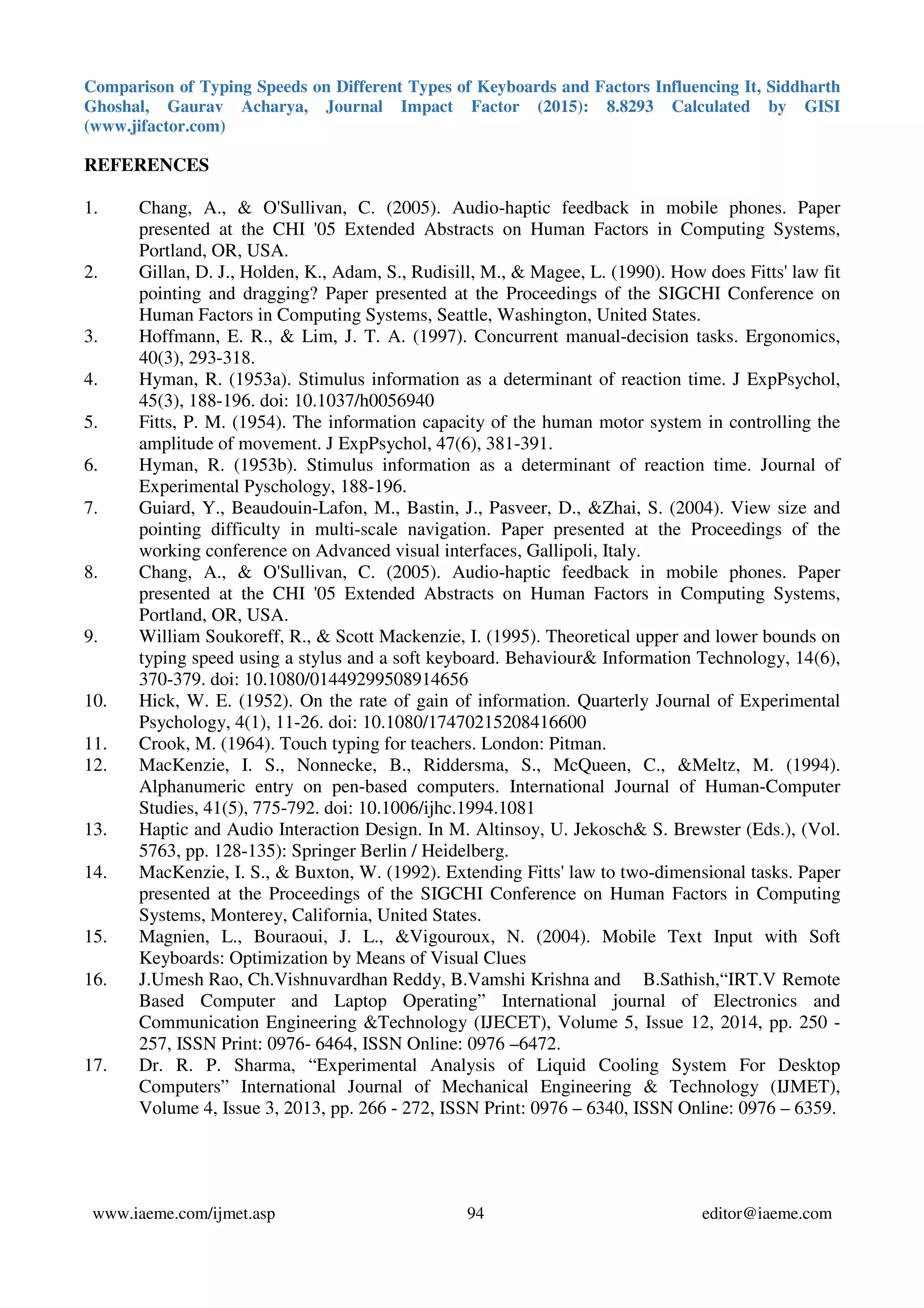 Comparison of typing speeds on different types of keyboards and factors ...
