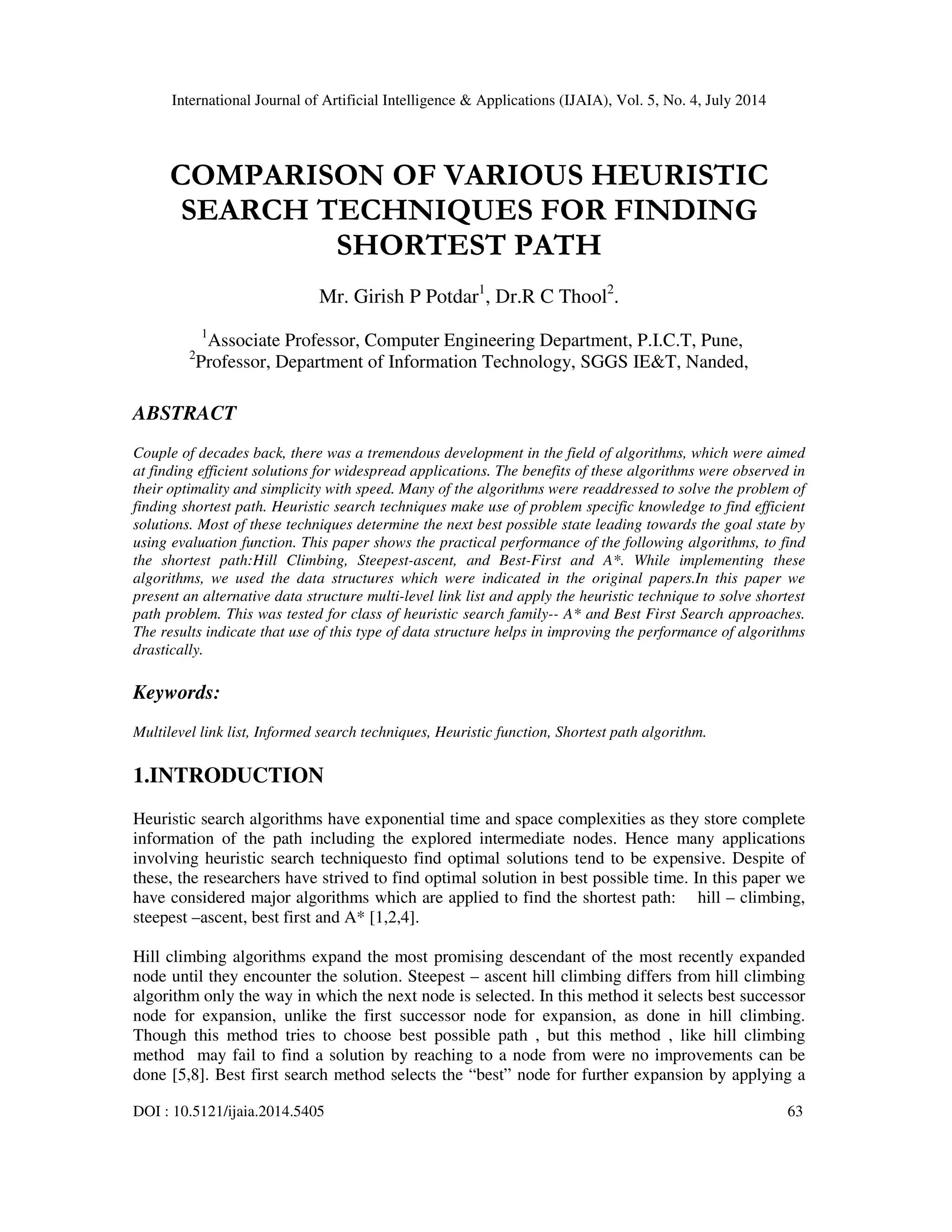 Comparison of various heuristic | PDF