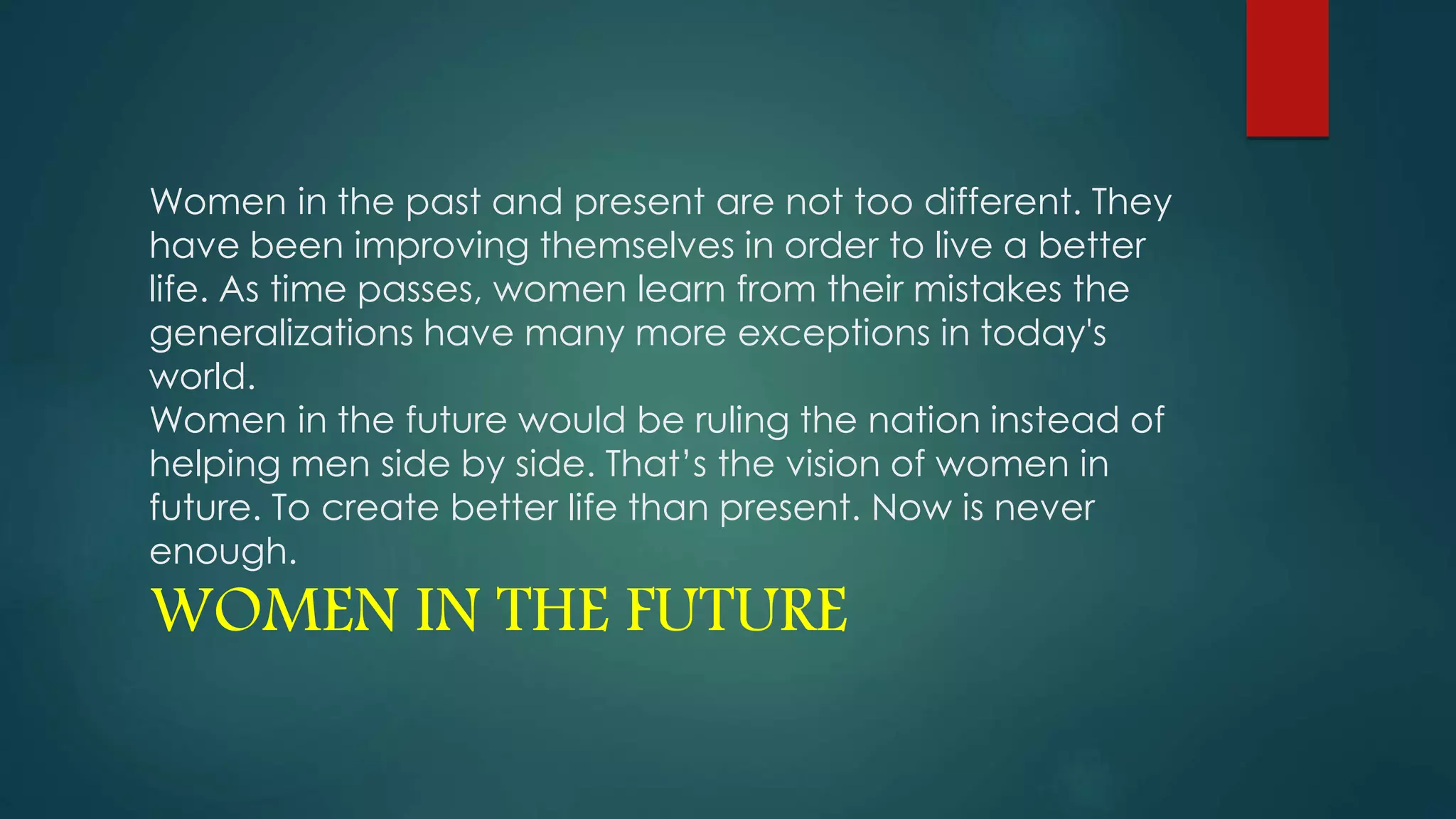 Comparison of women in the past and present | PPTX