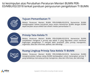 Comparison Review PerMenBUMN tentang Panduan Penyusunan Tata Kelola TI 2013 & 2018 | PDF