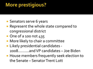 Comparisons senate and reps | PPTX