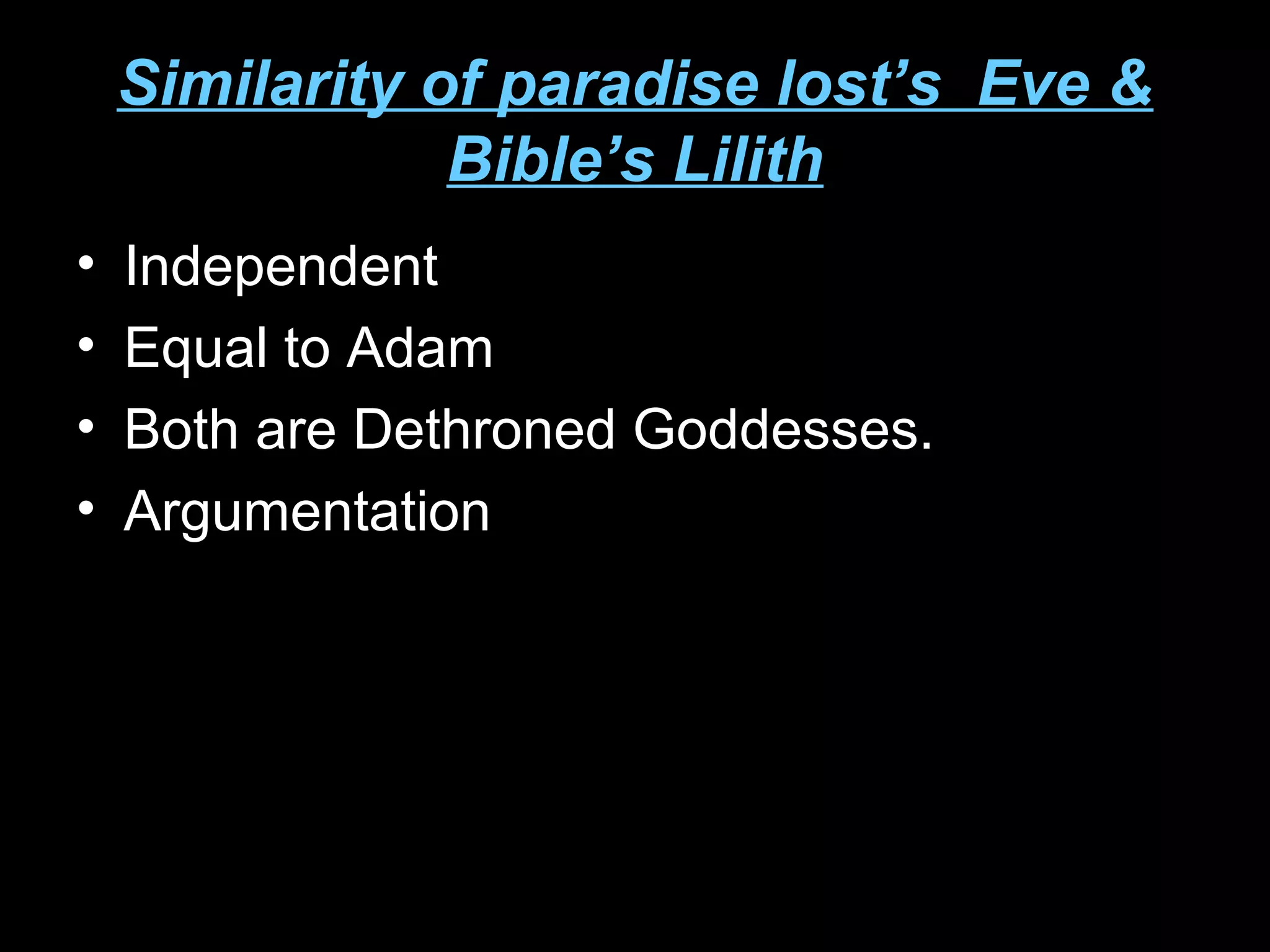 Comparisons between eve and lilith | PPT