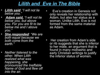 Comparisons between eve and lilith | PPT